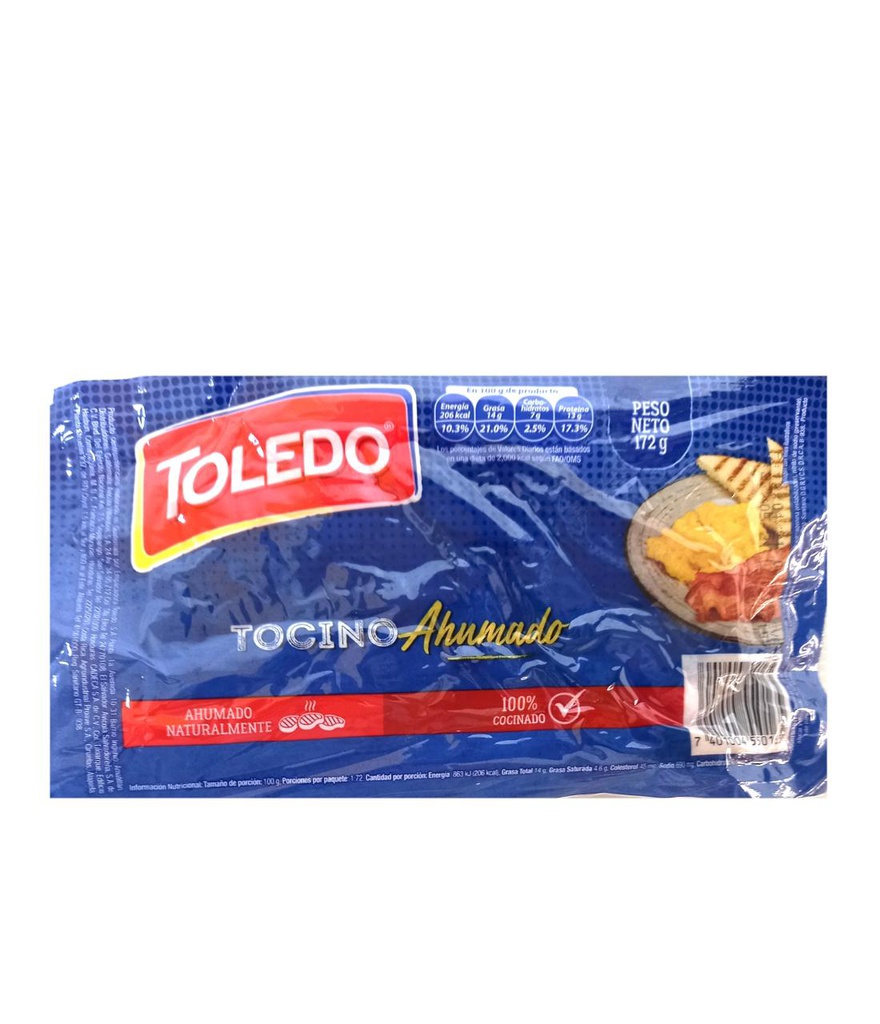 TOCINO AHUMADO TOLEDO 172GR | Supermercado El Éxito