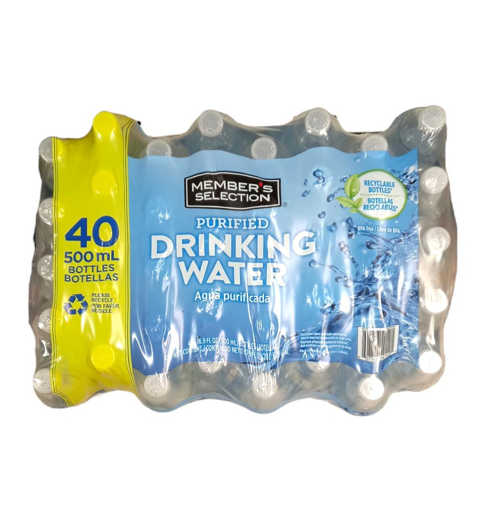 PAQUETE DE AGUA PURIFICADA MEMBERS 500ML 40 UNDS | Supermercado El Éxito